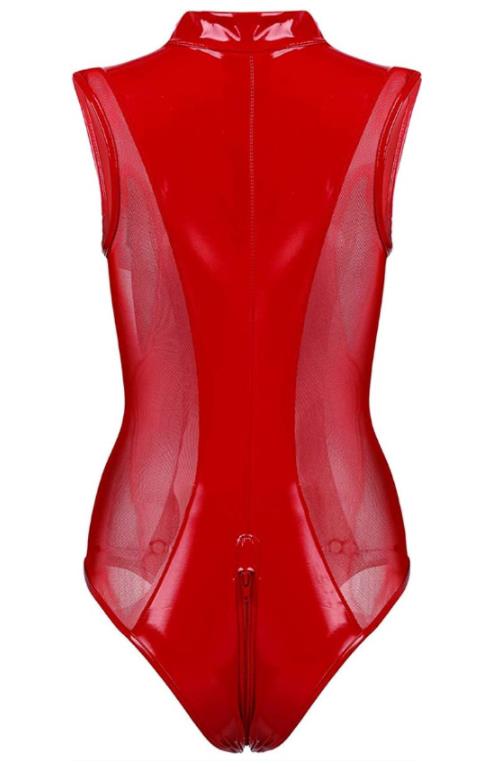 Red Plus Size Pvc Teddy Clubwear