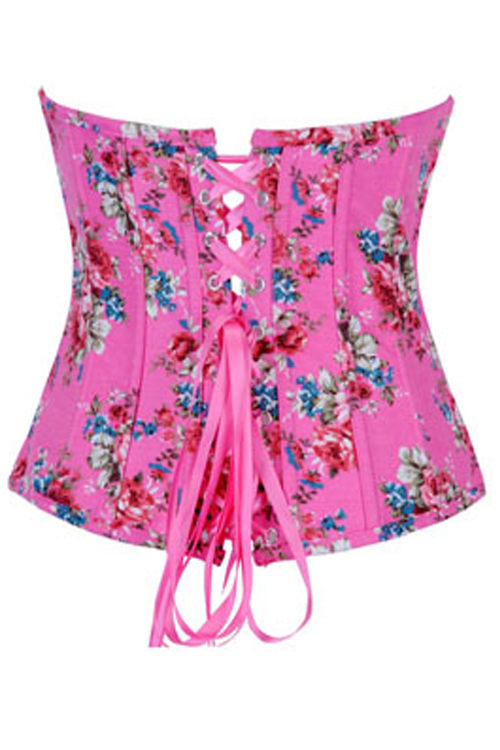 Hot Pink Boned Overbust Corset With Metal Hook Front Closures, and Pink ...